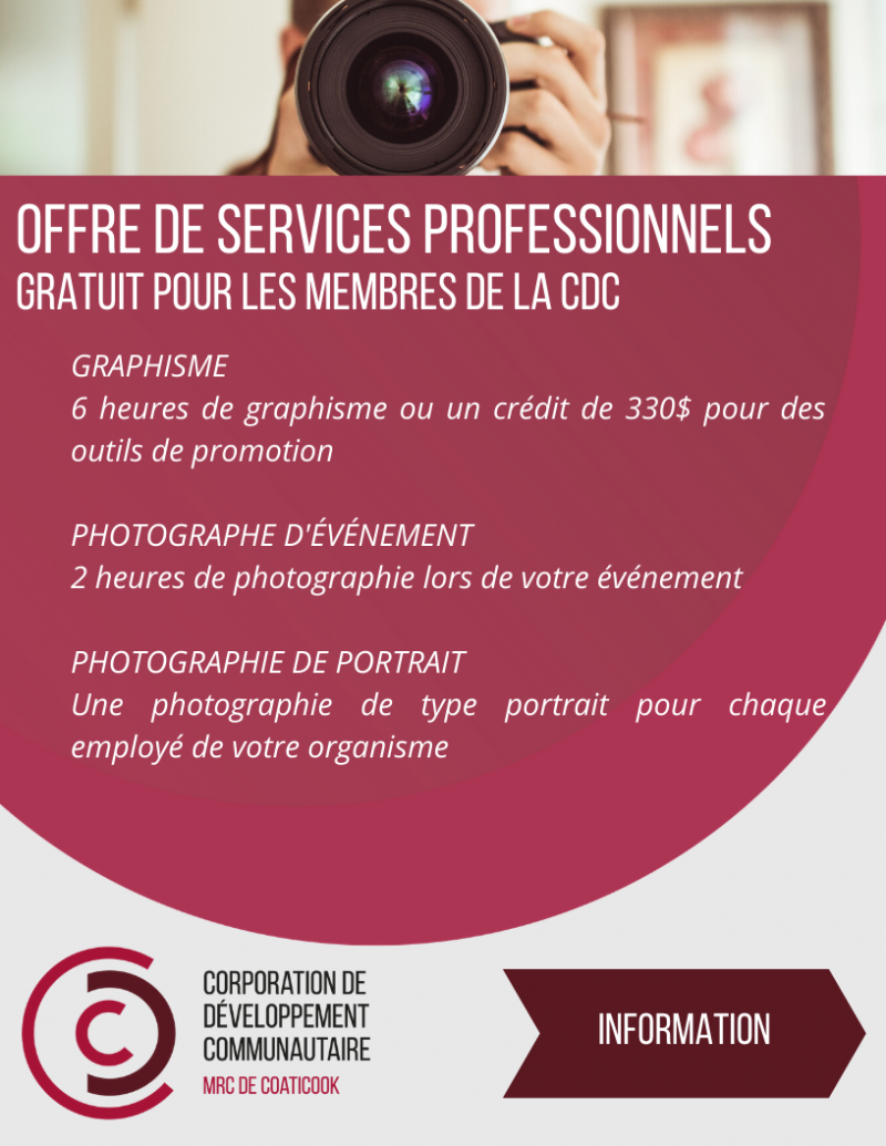 Une offre de services professionnels GRATUIT pour les membres de la CDC ...